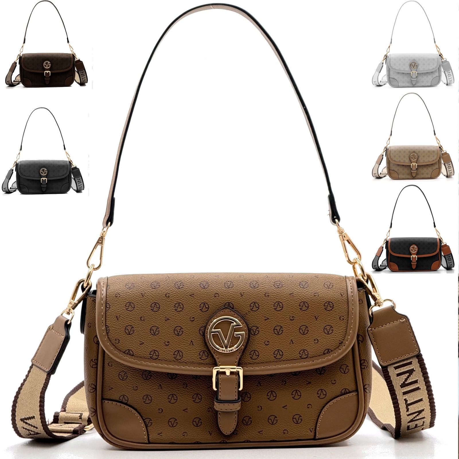 Borsa Firmata GAMAYA elegante vintage Donna fantasia logo Zip Tracolla